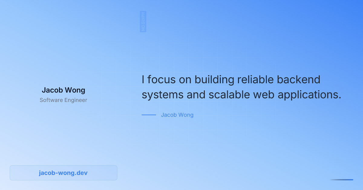 Portfolio Website | Jacob Wong